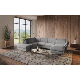 Home Affaire Wohnlandschaft &raquo;Calypso U-Form&laquo; wahlweise mit motorischer Relaxfunktion grau 100%Polyester B/H/T: 334cm x 85cm x 227cm, Struktur, 