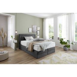 Westfalia Schlafkomfort Boxspringbett wahlweise mit Bettkasten und Topper grau Microvelours Ohne Topper,mit Bettkasten, Liegefl&auml;che B/L: 140cm x 200cm, Gewicht bis: 100 kg H3