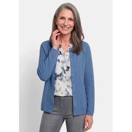GOLDNER Cardigan aus Baumwolle, Rundhals in rauchblau | Gr.: 44
