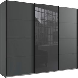 wimex Schwebet&uuml;renschrank &raquo;Norderstedt&laquo; INKLUSIVE 2 Stoffboxen und 2 zus&auml;tzliche Einlegeb&ouml;den, mit Glast&uuml;r grau Holzwerkstoff Graphit, B/H/T: 270cm x 236cm 
