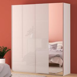 FORTE Schwebet&uuml;renschrank &raquo;Fittio. Made in Europe, 2 Schiebet&uuml;ren, modernes Design&laquo; H&ouml;he 2,35 mtr, stehende Montage, Spiegel wei&szlig; Holzwerkstoff Wei&szlig;, 