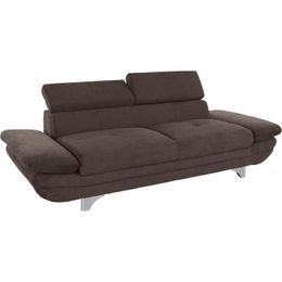 COTTA Polstergarnitur &raquo;Enterprise&laquo; Set, Set bestehend aus 2,5-Sitzer mit Arm- & Kopfteilverstellung & Hocker braun Chenille-Struktur,mit 