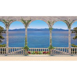 papermoon Fototapete &raquo;Terrace with Colonnade&laquo; glatt bunt Vlies B/L: 3m x 2,23m, Bahnen: 6 Stk.