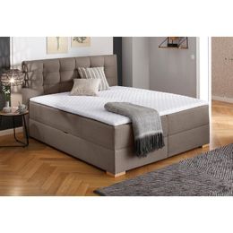 Home Affaire Boxbett &raquo;Olivet mit Bettkasten&laquo; in 4 Farben, 4 Breiten, 2 Matratzenarten, auch in &Uuml;berl&auml;nge 220 cm braun Struktur (100% Polyester), 