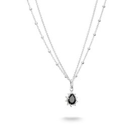 Thomas Sabo Damen Thomas Sabo Kette mit Anh&auml;nger &raquo;True Romance Halskette Schwarzer Stein&laquo; mit Zirkonia (synth.) schwarz 45, Silber 925 (recycelt), B: 