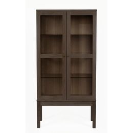 Home Affaire Vitrine Holzfurnier aus Eiche, Griffe und F&uuml;&szlig;e aus massiver Eiche, FSC braun B/H/T: 88cm x 170cm x 35cm, T&uuml;ren: 2 Stk., 