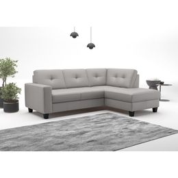 OTTO home Ecksofa &raquo;Varese&laquo; wahlweise mit Schlaffunktion und Bettkasten grau B/H/T: 226cm x 91cm x 170cm, NaturLEDER Stoff, Ottomane rechts,mit 