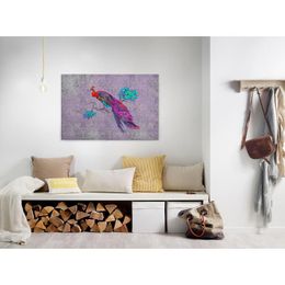 A.S. Cr&eacute;ation Leinwandbild &raquo;peacock 3&laquo; Kunst Tiere 1 Stk. tlg. Keilrahmen Bild Lila Bunt Pfau Leinwand-Bild Wohnzimmer modern Kinder bunt Holz, Stahl B/H/T: 90cm x 