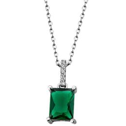 Firetti Damen Kette mit Anh&auml;nger &raquo;Schmuck Geschenk Silber 925 Halsschmuck Halskette Ankerkette Stein&laquo; mit Glasstein, Zirkonia (synth.) gr&uuml;n Silber 925