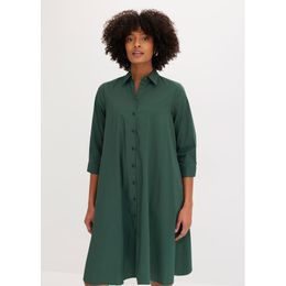 bonprix Damen bonprix Hemdblusenkleid A-Linien-Passform, 3/4-&Auml;rmel, mit Hemdblusenkragen gr&uuml;n 54, N-Gr