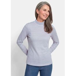 GOLDNER Ringelshirt mit Stehkragen in flieder / cremewei&szlig; / geringelt | Gr.: 44