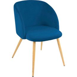 PAROLI Armlehnstuhl &raquo;Dali&laquo; (Set) 2 Stk.(2 oder 4 St&uuml;ck), mit Veloursbezug und in 2 Gestellfarben blau B/H/T: 54cm x 78cm x 55cm, 2 Stk., Velourstoff fein, 