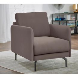 Creation BY ROLF BENZ Sessel &raquo;CR.450, Designsessel, Loungesessel&laquo; Armlehne sehr schmal, Breite 70 cm, Alugussfu&szlig; Umbragrau beige NaturLEDER OSKAR (