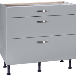 KOCHSTATION Unterschrank &raquo;KS-Cara&laquo; Breite 90 cm, mit Vollausz&uuml;gen und Soft-Close-Funktion grau basaltgrau, B/H/T: 90cm x 87cm x 58,4cm