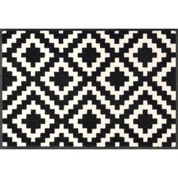 wash+dry by Kleen-Tex Fu&szlig;matte &raquo;Kalmar&laquo; rechteckig 7 mm H&ouml;he Schmutzfangmatte, rutschhemmend, waschbar schwarz-wei&szlig; Kunstfaser B : 50cm 1 Stk., 7mm, L