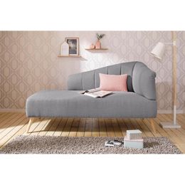 OTTO home Recamiere &raquo;Lucy, Chaiselonge mit Massivholzf&uuml;&szlig;en und Steppung,&laquo; Armlehne links und rechts bestellbar grau Struktur fein( 100% Polyester) B/H