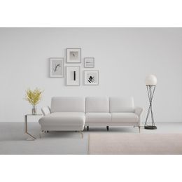 Sit & More sit&more Ecksofa &raquo;Fashion L-Form&laquo; wahlweise mit Kopfteilverstellung, Vorziehsitz, motorisch, Nickelf&uuml;&szlig;e silber B/H/T: 253cm x 84cm x 165cm, Soft clean