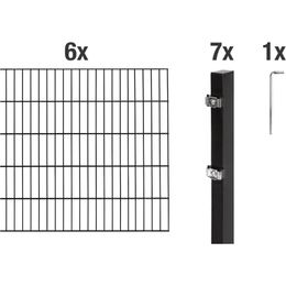 Alberts Doppelstabmattenzaun &raquo;Grundset&laquo; H&ouml;he: 80-200 cm, Gesamtl&auml;nge: 4-30 m, zum Einbetonieren Stahl H/L: 140cm x 12m