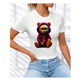RMK T-Shirt Teddy Chill WEISS-Lila | Gr.: 3XL