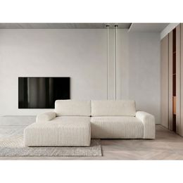 WERK2 Ecksofa &raquo;Rotterdam-L 267 x 165 cm modern und bequem&laquo; Breitcord, L-Form, Schlaffunktion, Bettkasten beige 100% Polyester B/H/T: 267cm x 85cm x 