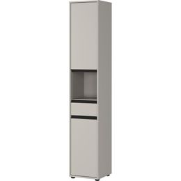 Germania Hochschrank &raquo;Lemont&laquo; mit T&uuml;r- und Schubladend&auml;mpfung grau Holzwerkstoff Steingrau, B/H/T: 33cm x 181cm x 34cm, Schubladen: 1 Stk. T&uuml;ren: 2 