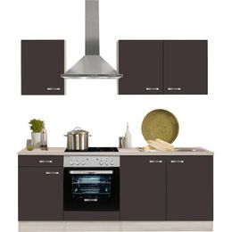 Optifit K&uuml;chenzeile &raquo;Faro&laquo; Breite 210 cm, wahlweise mit E-Ger&auml;ten, mit Arbeitsplatte grau B/H/T: 210cm x 60cm, ohne E-Ger&auml;te