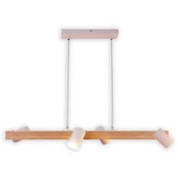 N&auml;ve n&auml;ve Pendelleuchte &raquo;Frida&laquo; GU10 1 Stk. Material Metall/Gummibaum, Farbe natur/wei&szlig;, exkl. 4xGU10 max. 40W wei&szlig; 4, H: 120cm, 1 Stk.