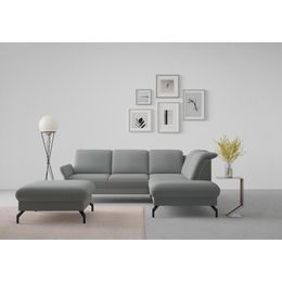 Sit & More sit&more Ecksofa &raquo;Fashion L-Form&laquo; wahlweise mit Kopfteilverstellung und Vorziehsitz, motorisch grau B/H/T: 250cm x 84cm x 207cm, Chenille, Ottomane 