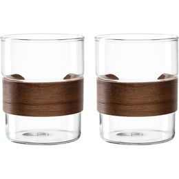 Leonardo Becher &raquo;NOVO LEGNO, 2er Set&laquo; Becher mit Holzspange braun Glas, Holz &Oslash; 7,5cm x 9,2cm, 320ml, 2 Stk.