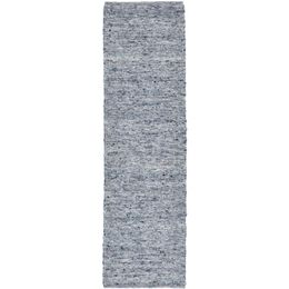 Theko Wollteppich &raquo;Alm Freude&laquo; rechteckig 12 mm H&ouml;he Handweb Teppich, reine Wolle, meliert, handgewebt, Wendeteppich blau Schurwolle B : 70cm 1 Stk., 