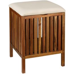 Wenko Hocker &raquo;Fondi&laquo; gepolstert, aus Akazienholz, ideal zur W&auml;scheaufbewahrung braun Obermaterial: 100% Baumwolle B/H/T: 39cm x 52cm x 39cm