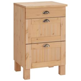 Home Affaire Unterschrank &raquo;Oslo&laquo; 50 cm breit, in 2 Tiefen, mit 23 mm Arbeitsplatte, 3 Schubladen beige Massivholz Beize/Wachs, B/H/T: 50cm x 85cm x 