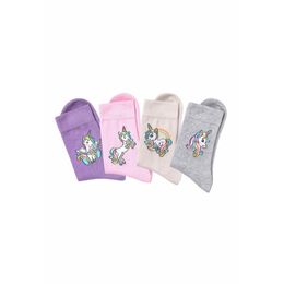 H.I.S. H.I.S Basicsocken in 1x ecru, 1x rosa, 1x lila, 1x hellgrau-meliert | Gr.: 35-38