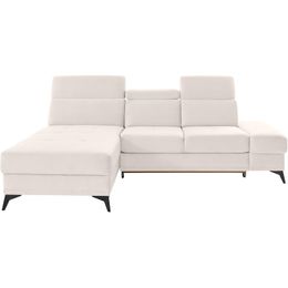 OTTO home Ecksofa &raquo;Cardiz L-Form&laquo; inkl.Kopfteilverstellung und Federkern wahlweise mit Schlaffunktion beige Webstoff (100% Polyester);Luxus-Microfaser