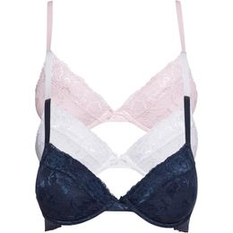 bonprix Push-up-BH &raquo;Push-up-BH mit feiner Spitze (3er Pack)&laquo; Packung, 3er, 3 leicht wattierte Cups, mit feinem Allover-Spitze, mit Baumwollfutter rosa