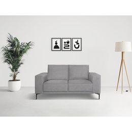OTTO home 2-Sitzer &raquo;OLAND Flachgewebe, Sofa, B: 164 cm, Skandi-Design&laquo; 164 cm, Wellenunterfederung, Skandi-Design, Metallf&uuml;&szlig;e grau 100% Polyester B/H/