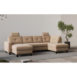 OTTO home Wohnlandschaft &raquo;Varese&laquo; wahlweise mit Schlaffunktion und Bettkasten braun 100% Polyester B/H/T: 304cm x 91cm x 170cm, Luxus-Microfaser 