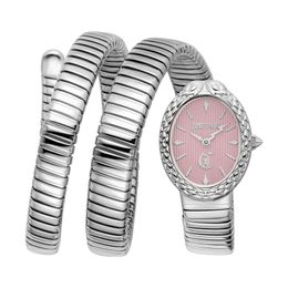JUST cavalli time Damen Quarzuhr &raquo;Signature Snake&laquo; Armbanduhr, Damenuhr, Edelstahlarmband, analog, Kristallsteine silber Einheitsgr&ouml;&szlig;e