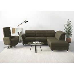 Sit & More sit&more Ecksofa &raquo;Grenoble L-Form mit Federkern&laquo; wahlweise mit Schlaffunktion, Bettkasten, Arm- und Kopfteilverstellung gr&uuml;n B/H/T: 247cm x 85cm x 