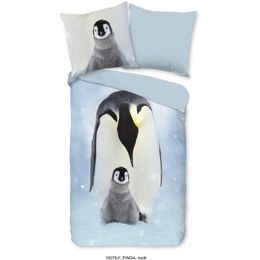 Good Morning Wendebettw&auml;sche &raquo;Pinga&laquo; 3 Stk. Flanell, Biber, Winter, Warm, Rei&szlig;verschluss, Wende, Pinguine, Schnee bunt Flanell, Obermaterial: 100% 