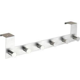 Wenko T&uuml;rhaken &raquo;Modell Celano&laquo; T&uuml;rgarderobe, Hakenleiste mit 6 Haken silber Edelstahl B/H/L: 7,5cm x 11cm x 39cm