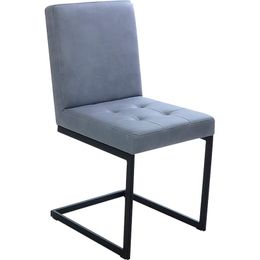 K+w Komfort & Wohnen K+W Komfort & Wohnen Esszimmerstuhl &raquo;Freischwinger&laquo; () 1 Stk.Freischwingergestell aus Vierkantrohr schwarz, hoher Sitzkomfort blau 1 Stk., Microfaser