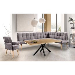 exxpo - sofa fashion Eckbank &raquo;Latte&laquo; moderne Sitz- und R&uuml;ckensteppung, bequem und elegant, hoher Holzfu&szlig; 100% PES B/H/T: 254cm x 95cm x 196cm, 