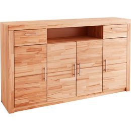 VOGL M&ouml;belfabrik Highboard &raquo;Toronto&laquo; opt. Glast&uuml;ren, teilmassiv, Rahmenoptik, Made in Germany beige B/H/T: 182cm x 107cm x 42cm, ohne Glast&uuml;ren, 2 Stk