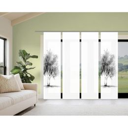 Home Wohnideen Schiebegardine &raquo;TREE&laquo; Paneelwagen 4 Stk. tlg. Schiebewand Seidenoptik, SET, Digitaldruck grau Polyester 245cm, Paneelwagen, 60cm