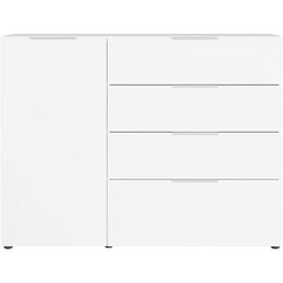 Germania Sideboard &raquo;Oakland mit Glasauflage&laquo; Breite: 134 oder 184 cm, Soft-close, verstellb. B&ouml;den, Made in Germany wei&szlig; Glas, Holzwerkstoff, 