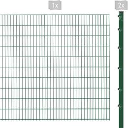 Arvotec Doppelstabmattenzaun &raquo;ESSENTIAL 203 zum Einbetonieren&laquo; Zaunh&ouml;he 203 cm, Zaunl&auml;nge 2 - 60 m gr&uuml;n Kunststoff, Stahl H/L: 203cm x 2m, Pfosten: 2 Stk.