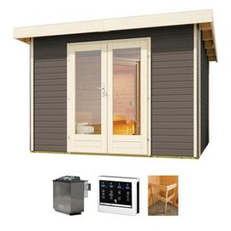 Konifera Saunahaus &raquo;Maiko 1 SET A&laquo; Ofen 9 kW Bio externe Strg easy grau Bio-Ofen, externe Steuerung, 9 kW