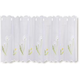 GERSTER Scheibengardine &raquo;Pusti&laquo; Durchzugl&ouml;cher 1 Stk. tlg. HxB: 50x145, mit gestickten Blumendesign gr&uuml;n Polyester 50cm, Durchzugl&ouml;cher, 145cm
