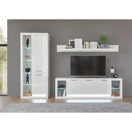 Home Affaire Wohnwand &raquo;Meran&laquo; Stauraumvitrine, Lowboard, Wandregal, 3 Stk. tlg. wei&szlig; Holzwerkstoff B/H/T: 298cmcm x 196cmcm x 43cmcm